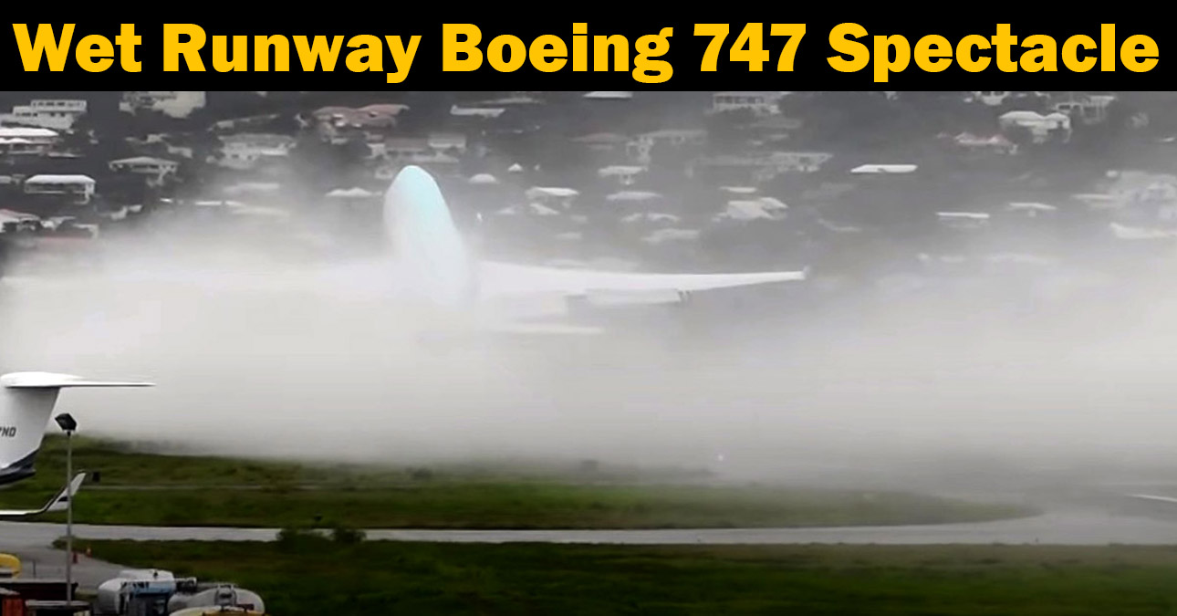 Awesome Boeing 747 Wet Runway Takeoff From Princess Juliana Int'l ...